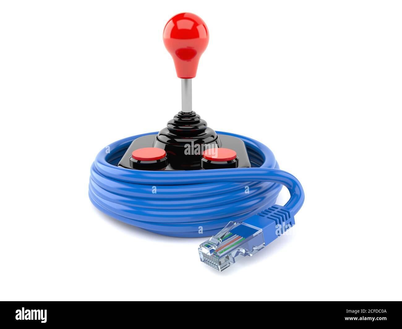 Joystick with network cable isolated on white background Stock Photo ...