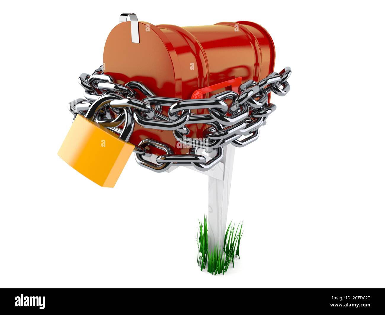 Open mailbox with and padlock isolated on white background Stock Photo ...