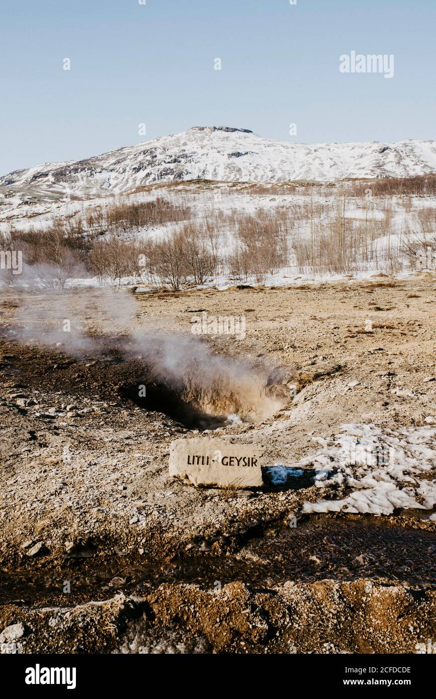 small geyser "Litli-Geysir" in the Haukadalur valley Stock Photo - Alamy