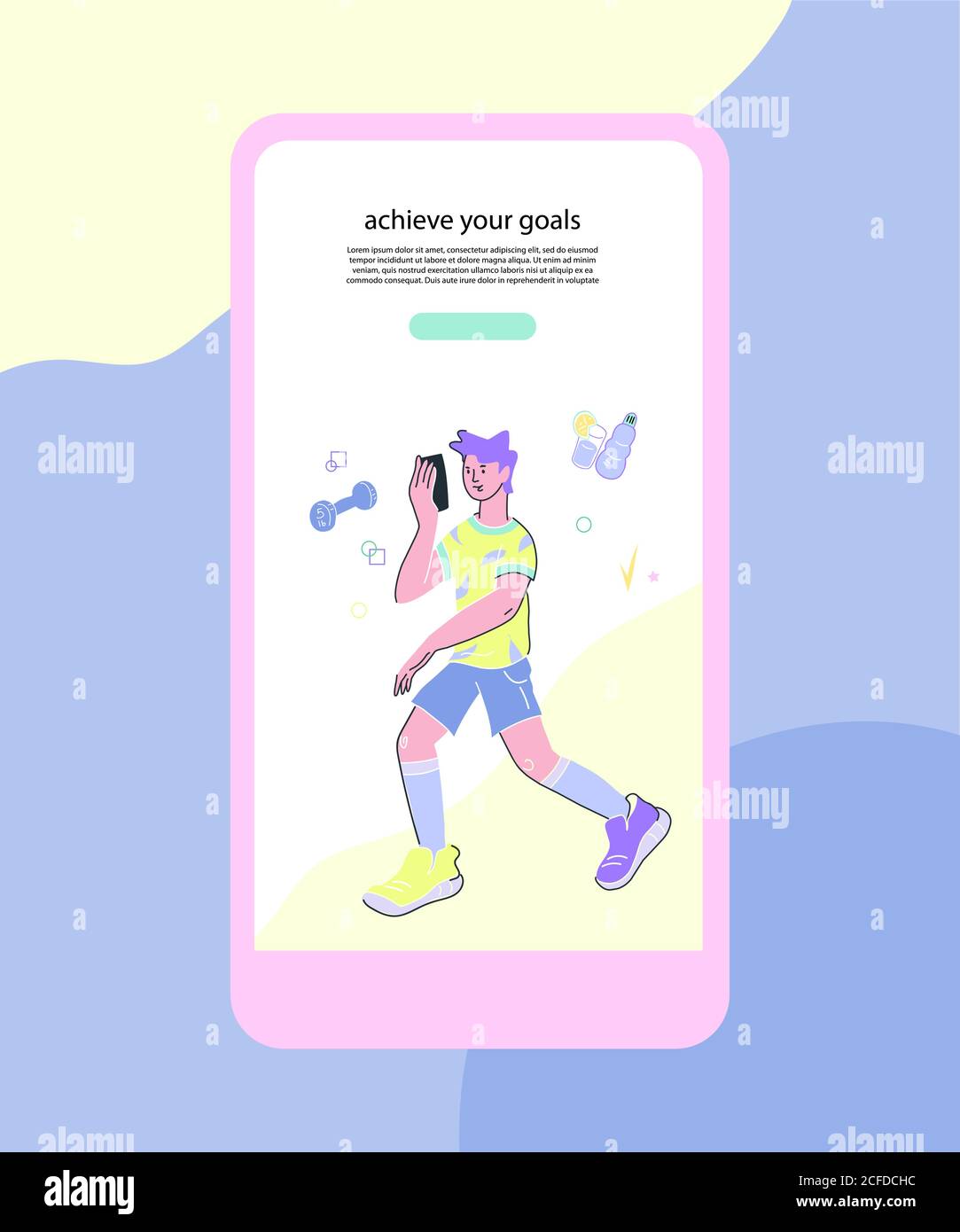 Running and sport training app interface on mobile phone screen Stock ...