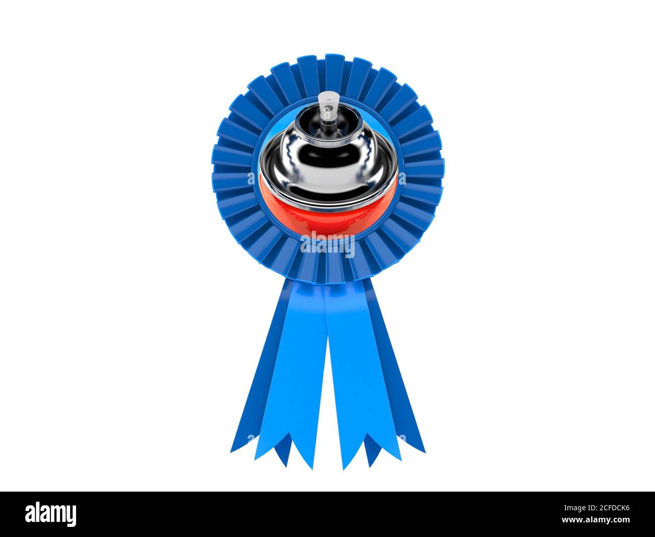 Spray can inside ribbon isolated on white background Stock Photo - Alamy