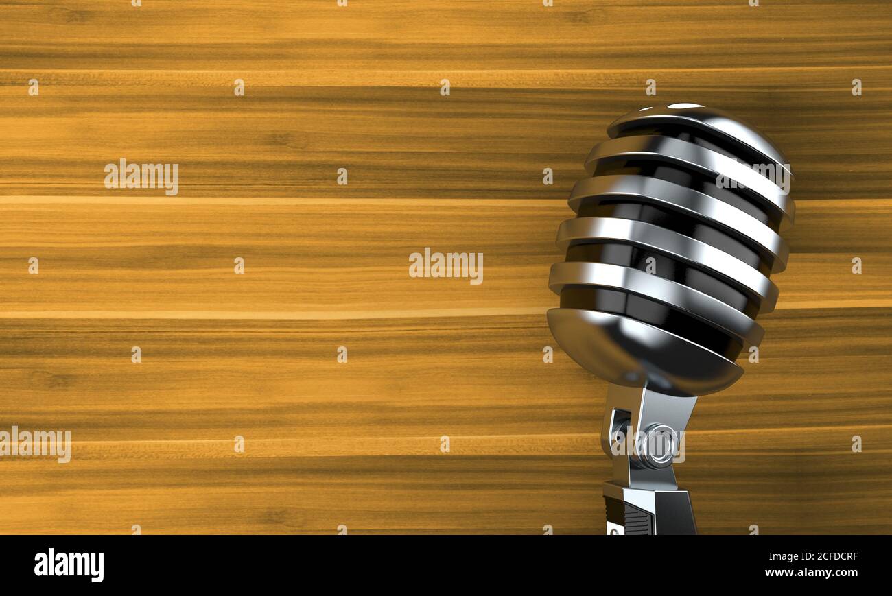 Classic microphone wood floor hi-res stock photography and images - Alamy