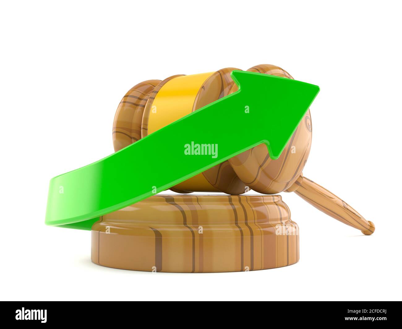 Gavel with green arrow isolated on white background Stock Photo - Alamy