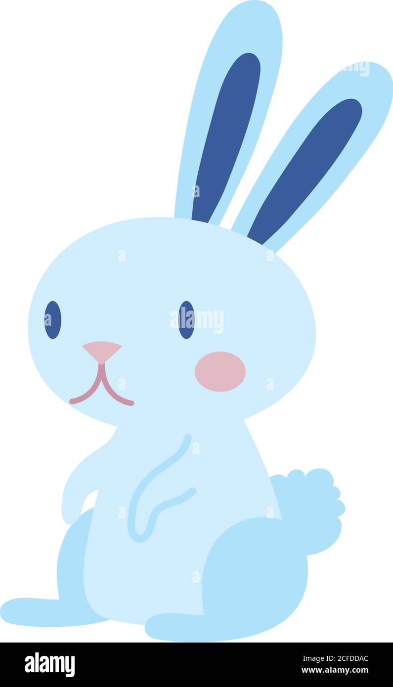 mid autumn cute rabbit seated flat style icon vector illustration ...