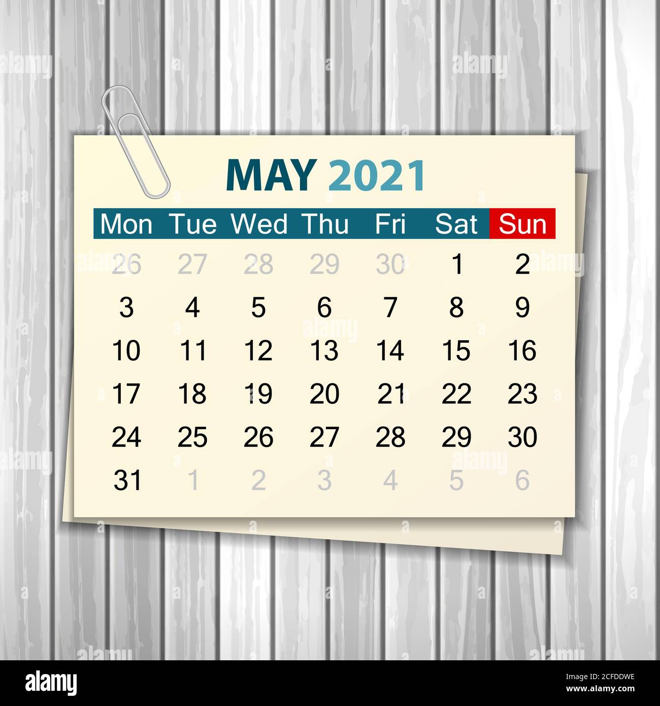 Calendar May 2021 on wood background. Vector illustration Stock Photo ...