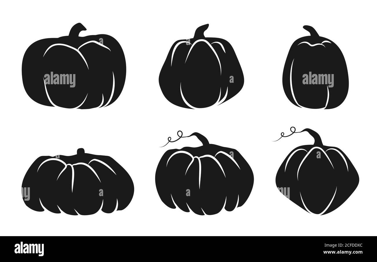 Autumn pumpkin glyph icons set with white line. Symbol Thanksgiving and ...
