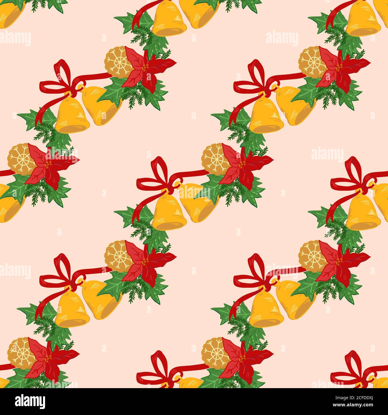 Christmas holiday diagonal stripes seamless pattern with cookies and ...