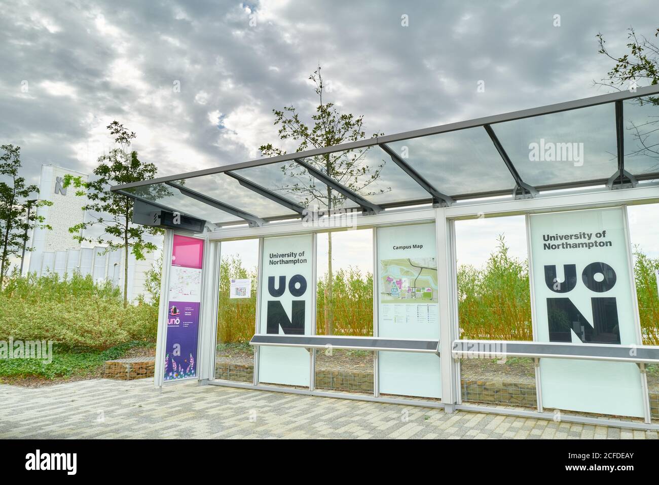 Bus stop shelter at the Riverside campus of the University of ...