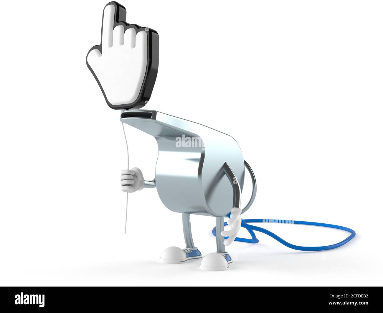 Whistle character with cursor isolated on white background Stock Photo ...