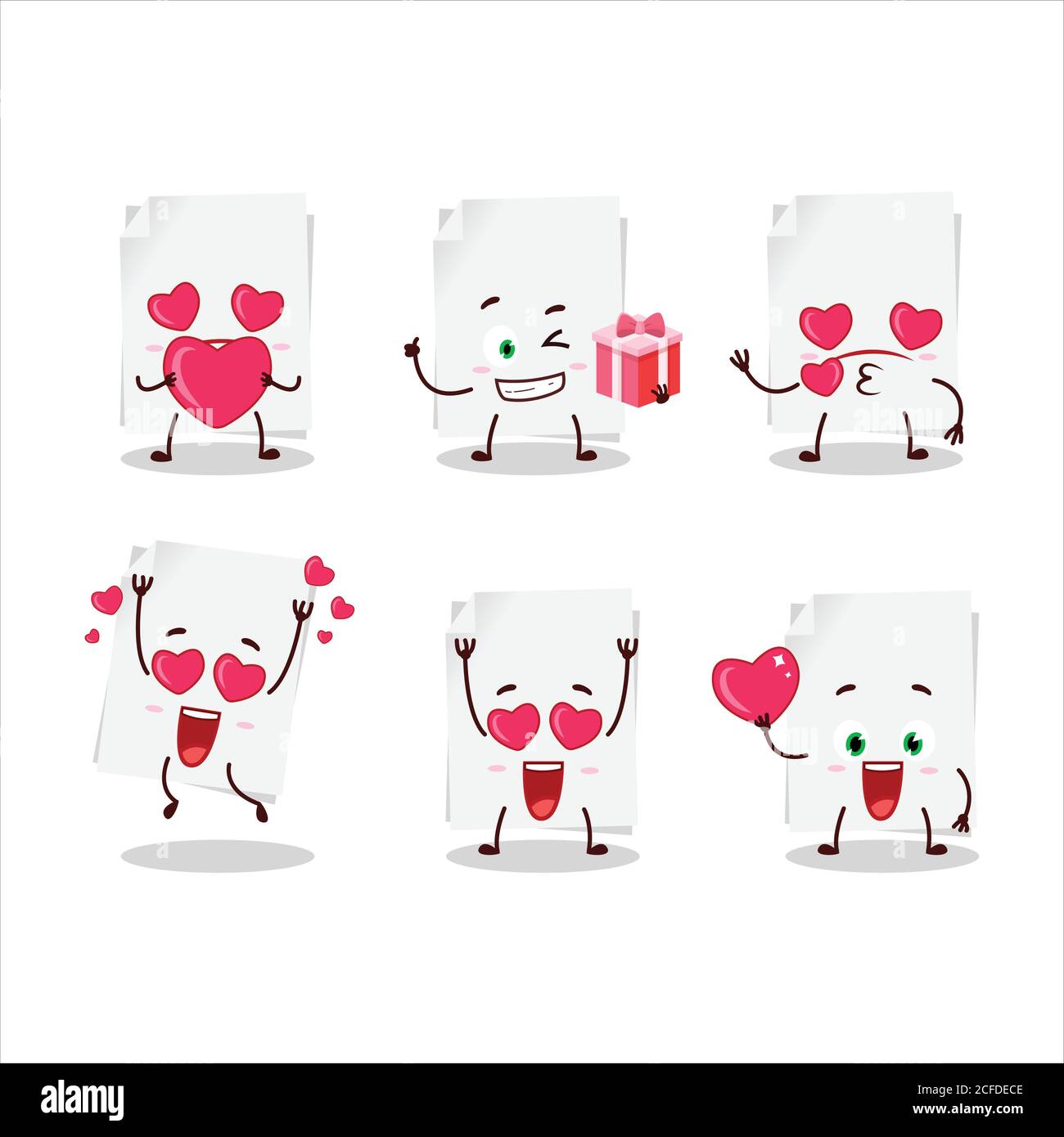 Blank sheet of paper cartoon character with love cute emoticon Stock ...