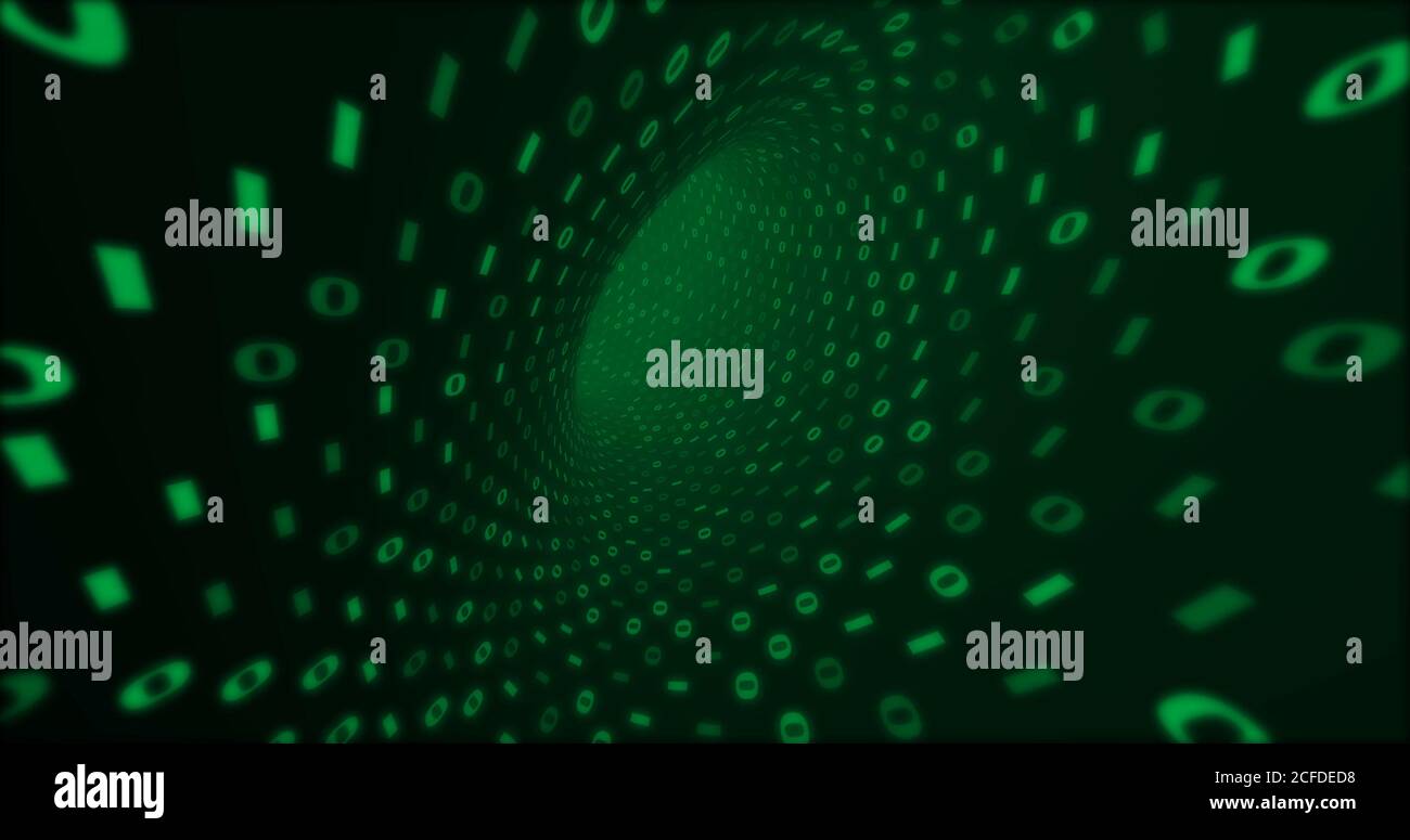 Green Neon Digital binary tunnel. Seamless background for network, big data, data center, server ...