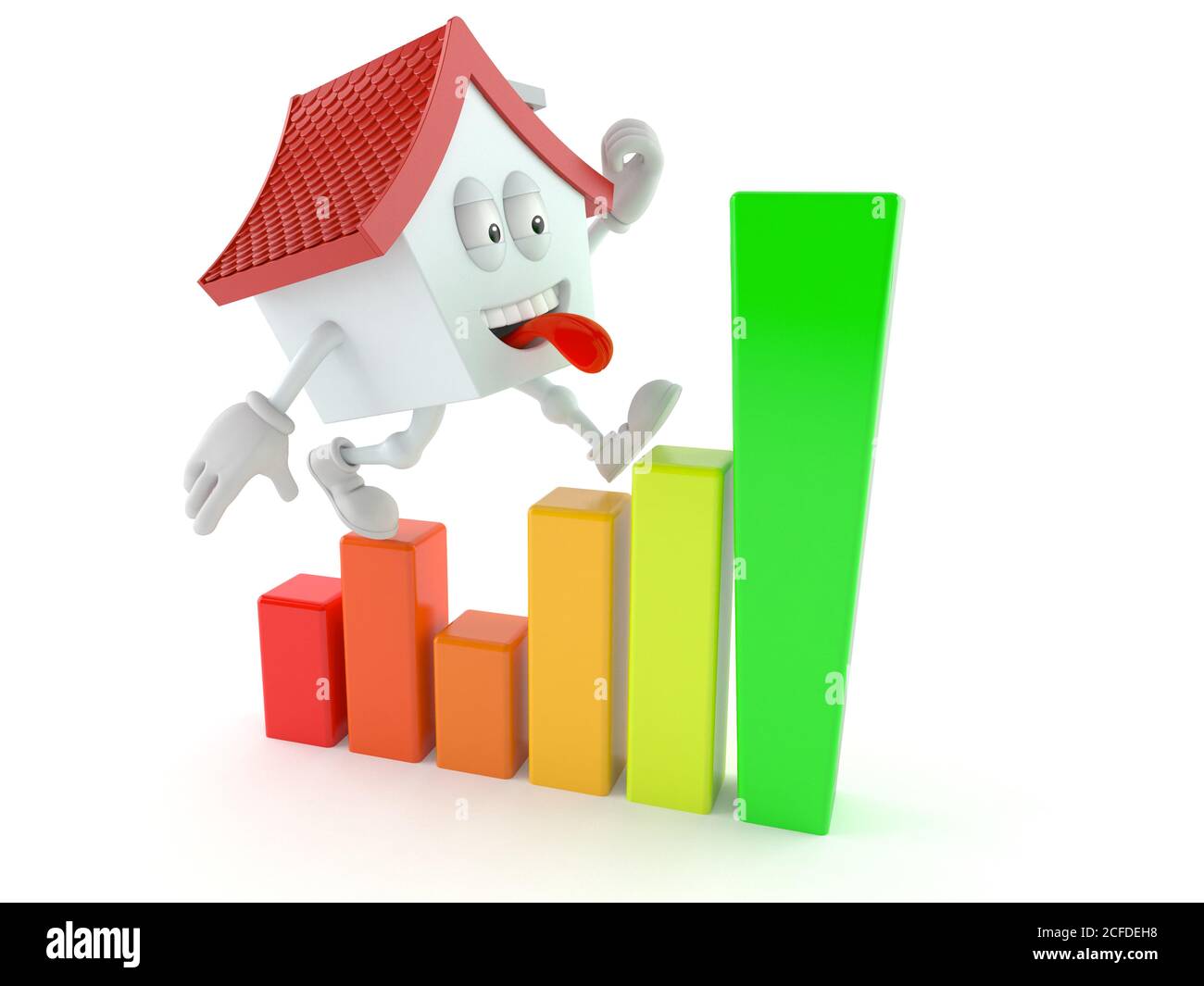 House toon with chart isolated on white background Stock Photo - Alamy