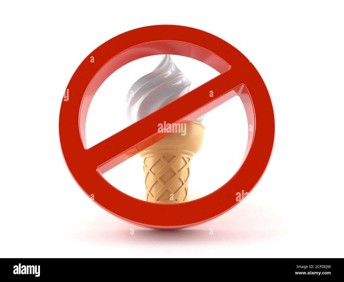 Ice cream with forbidden sign isolated on white background Stock Photo ...