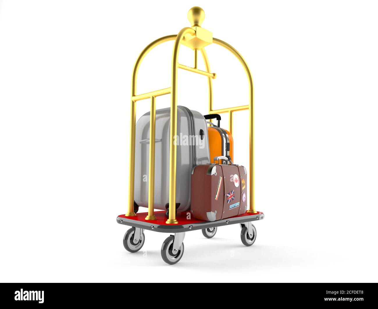 Hotel luggage cart with luggages isolated on white background Stock ...