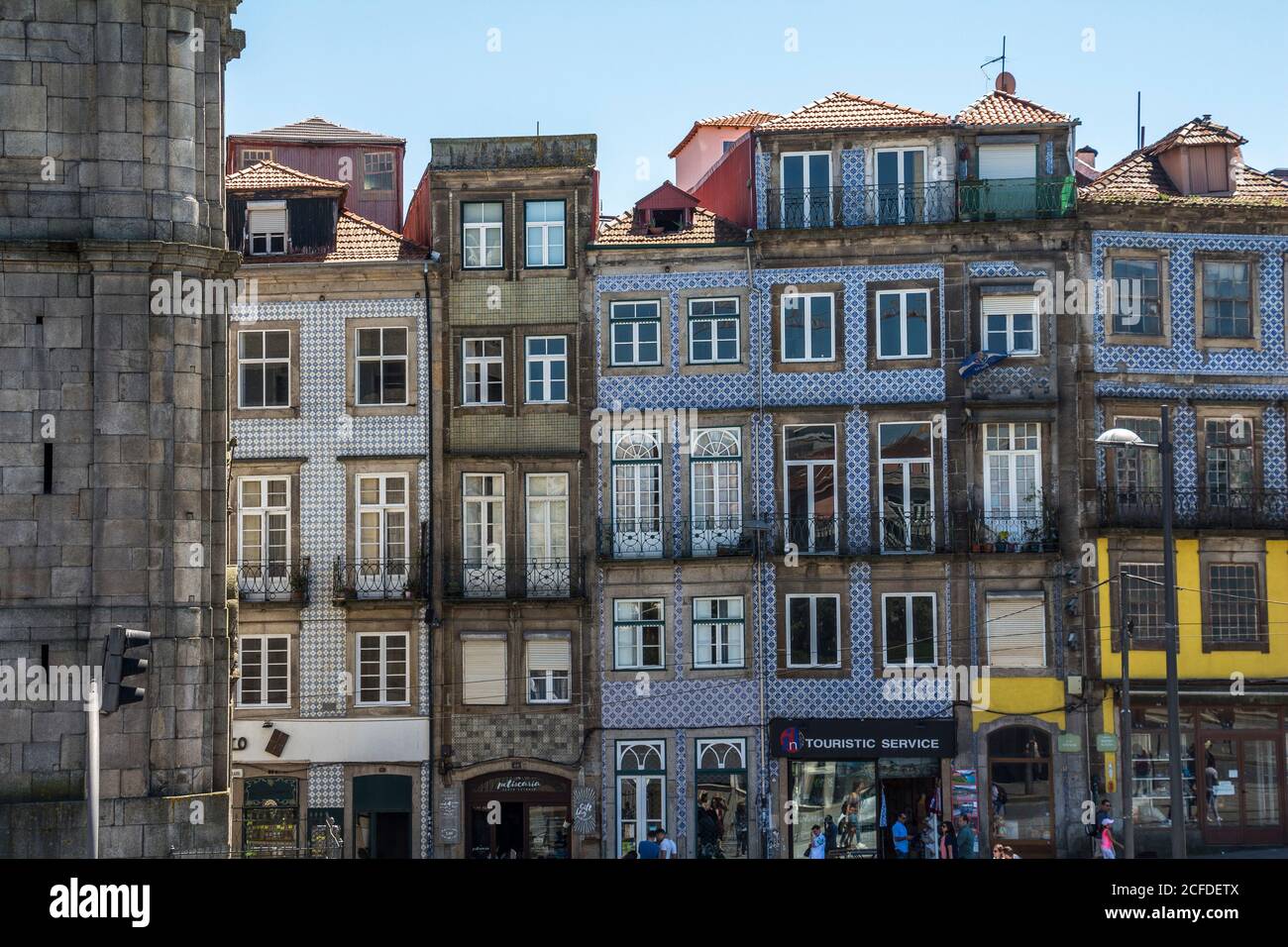 Houses with blue tiles in the center of porto hi-res stock photography ...