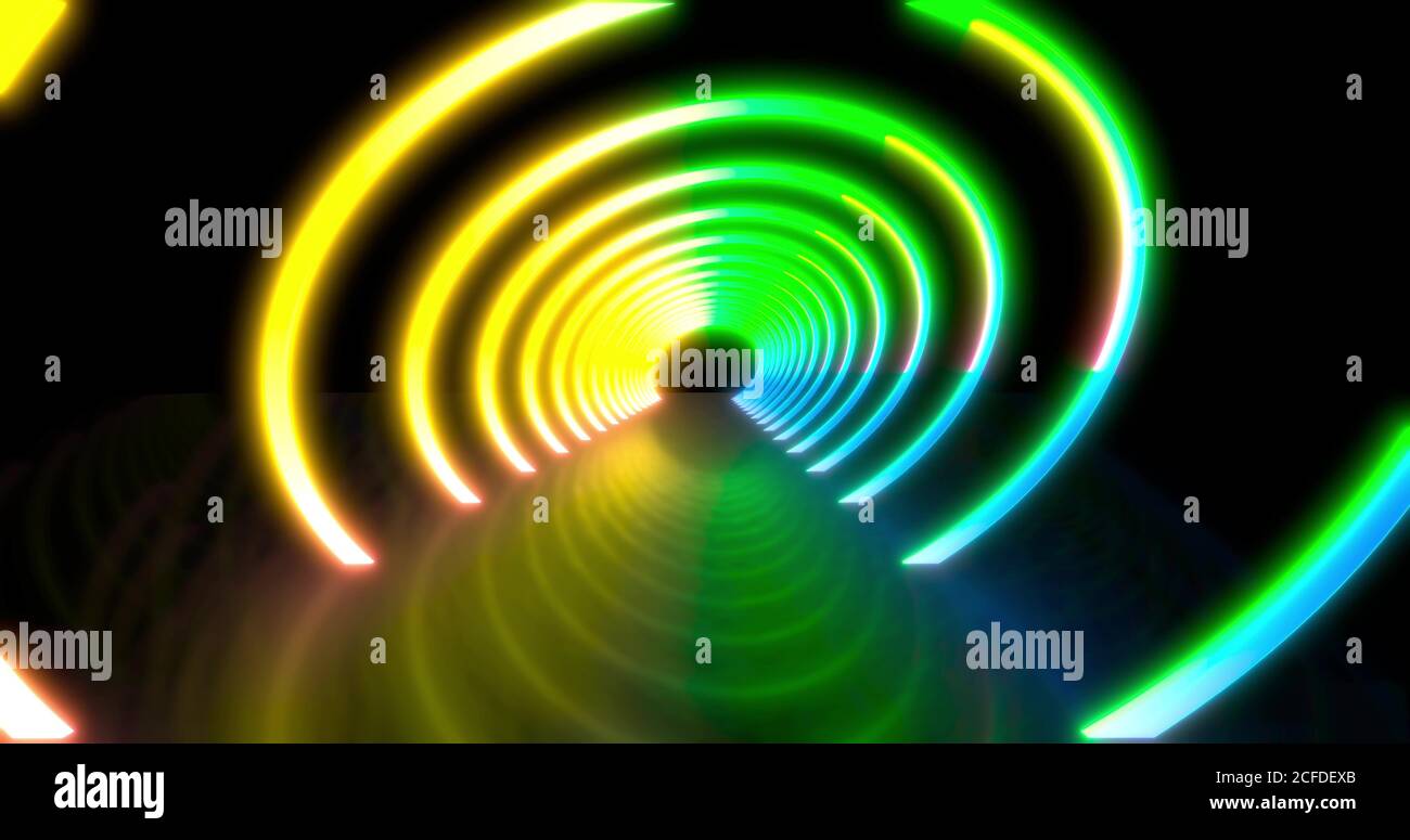 Abstract flying in futuristic disco star corridor. background ...