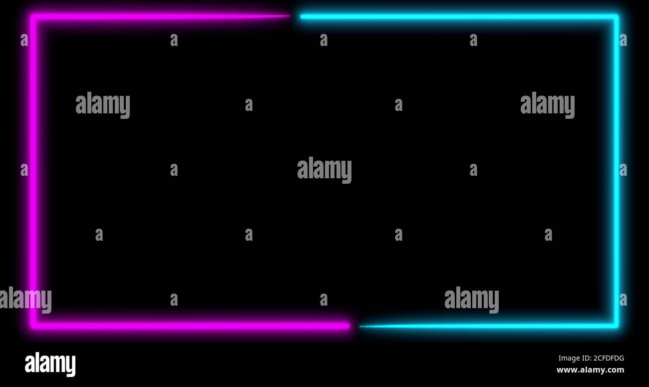 Neon background with LED frame screens. Fluorescent abstract blue ...