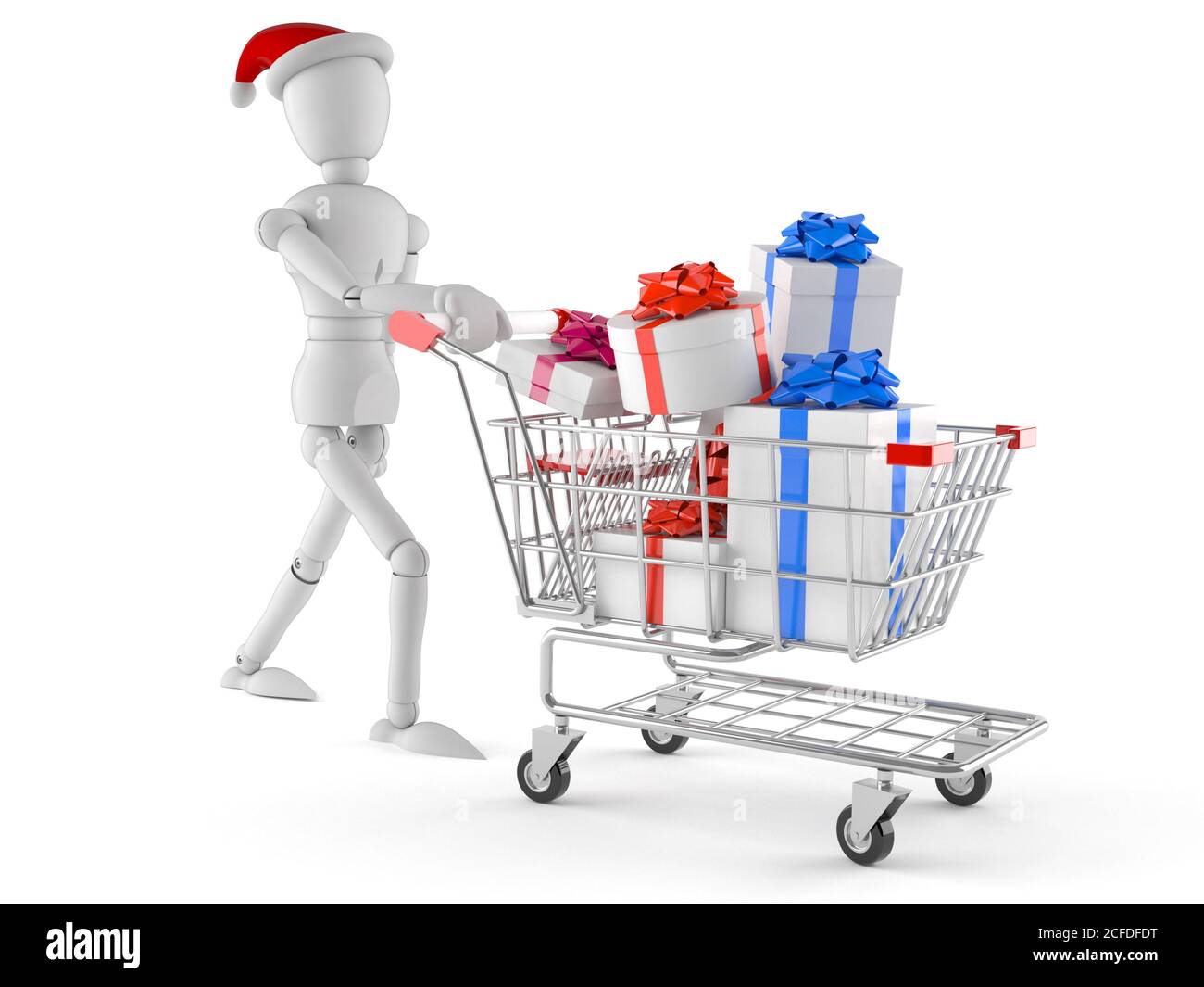 White dummy character with gifts isolated on white background Stock ...