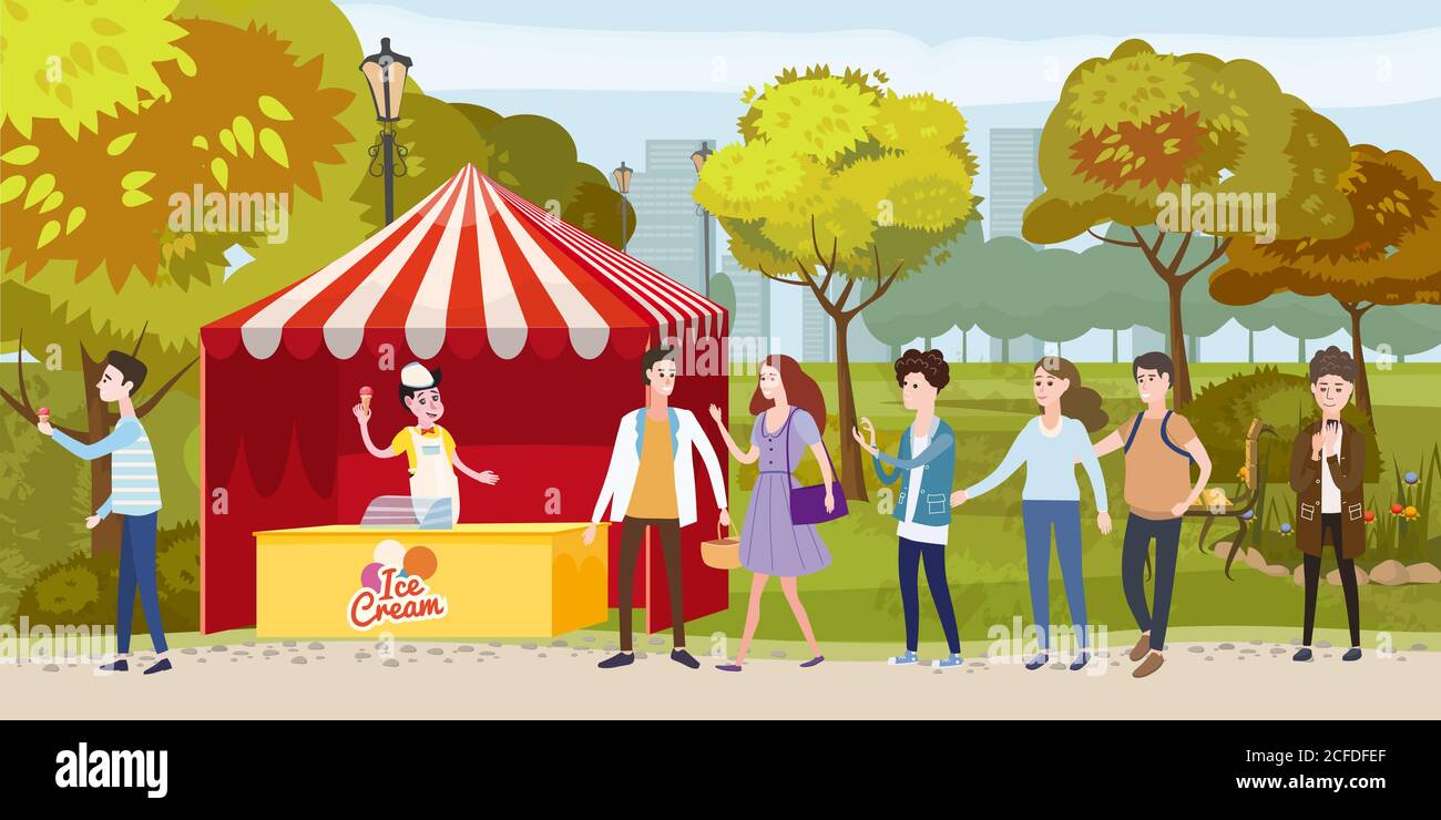 Waiting queue for cafe Stock Vector Images - Alamy