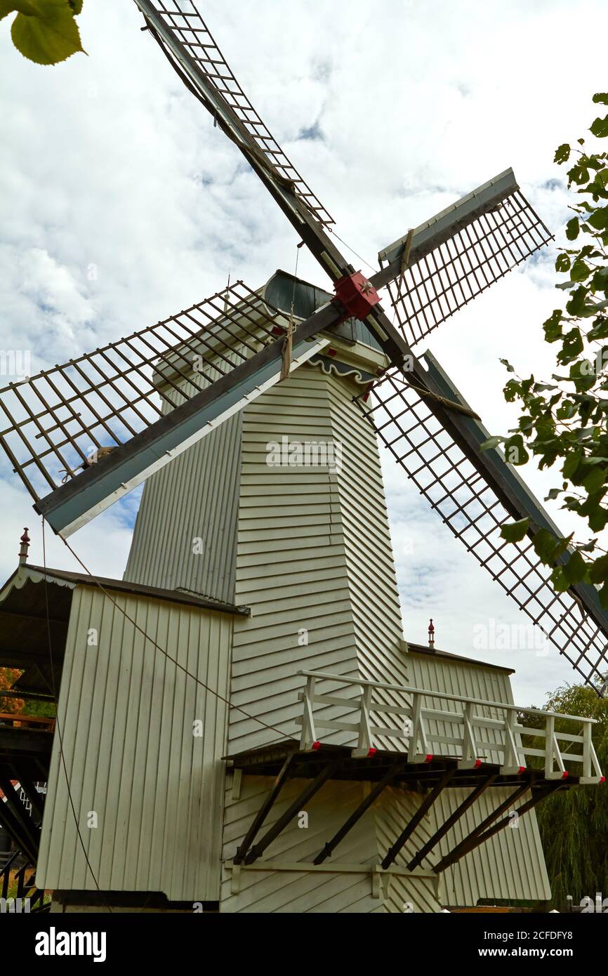 Wind mills close to a lake at Arnhem. Netherlands July 2018 Stock Photo ...
