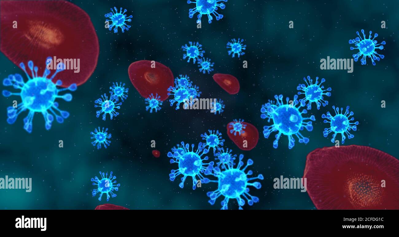 Coronavirus cells. Animation group of viruses that cause respiratory ...