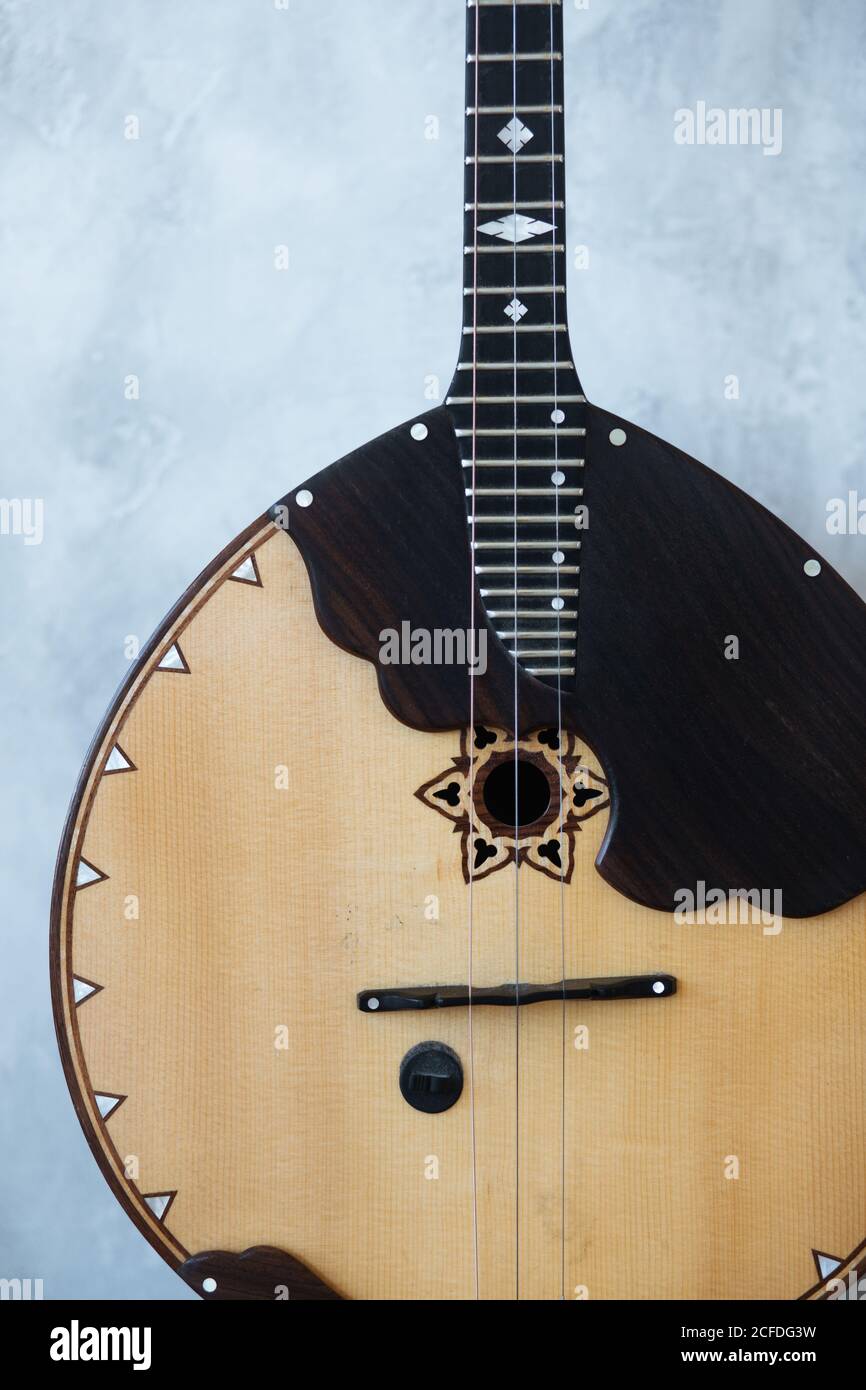 Classic wooden banjo against wall Stock Photo - Alamy