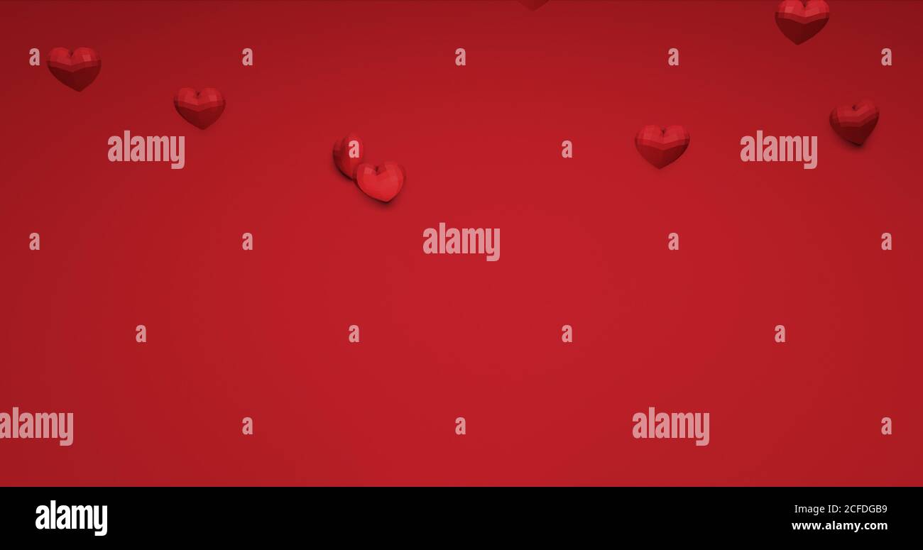 Romantic cute falling polygonal hearts. Valentines Day. wedding event ...