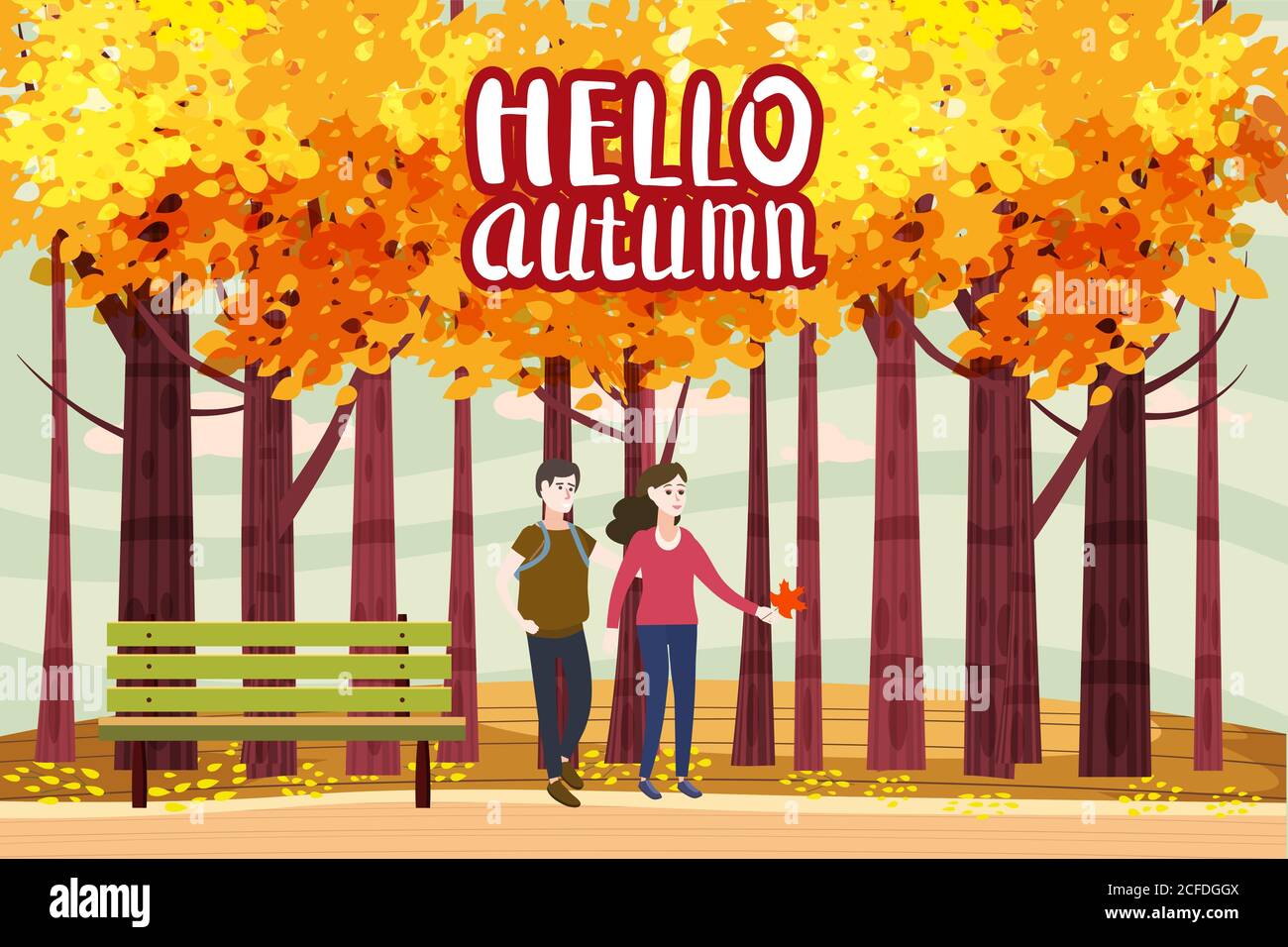 Couple walk park Stock Vector Images - Alamy