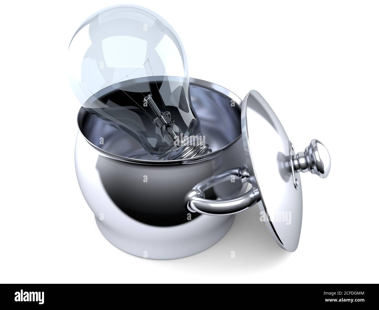 Light bulb inside pot isolated on white background Stock Photo - Alamy