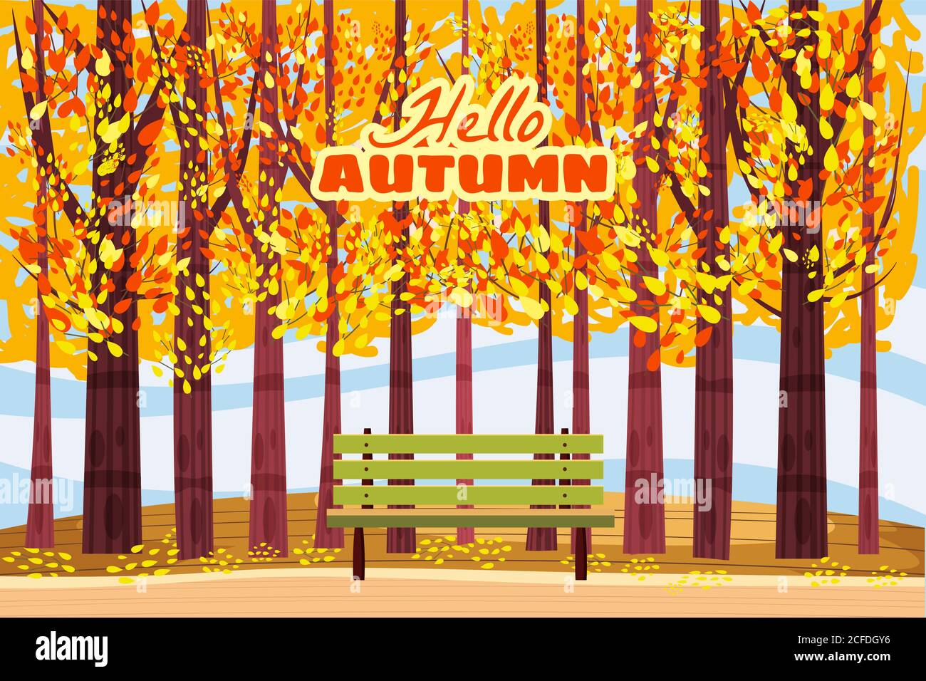 Path bench tree in Stock Vector Images - Alamy