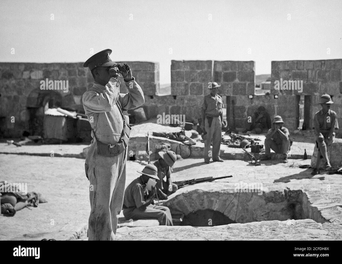 Troops on Tower of David soldier using field glasses ca Stock Photo - Alamy