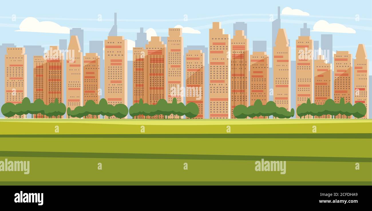 Cityscape Background Modern City Panorama With Over Skyscrapers Skyline ...