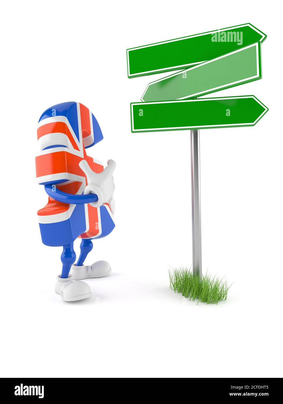 Pound currency toon with road sign isolated on white background Stock ...