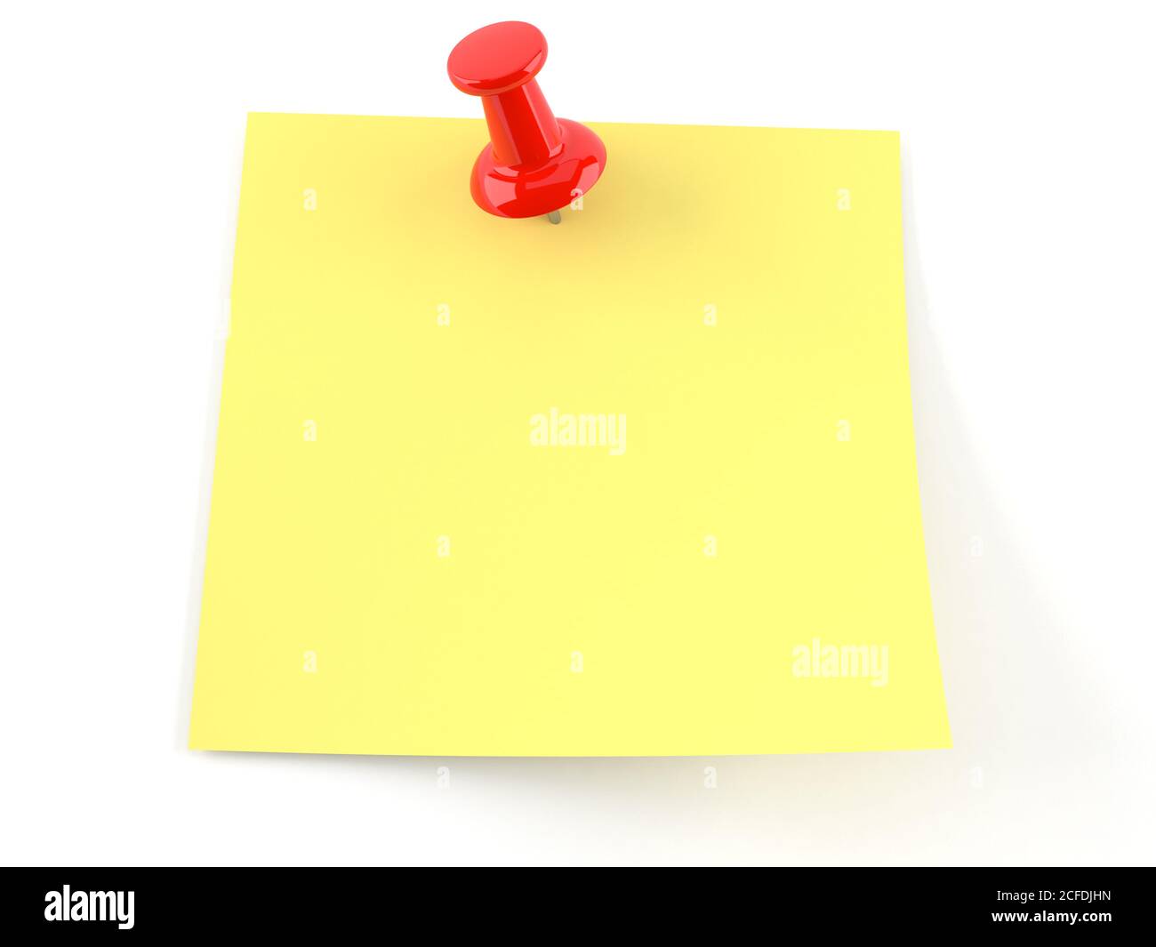 Yellow note with thumbtack isolated on white background Stock Photo - Alamy