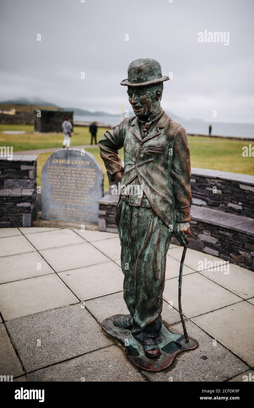 Statue of charlie chaplin in waterville ireland hi-res stock ...