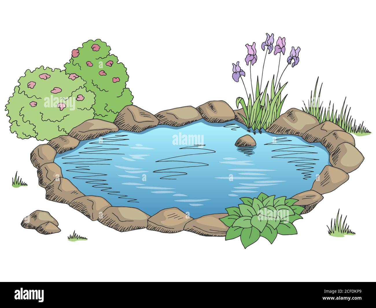 Pond graphic color landscape sketch illustration vector Stock Vector ... Pond graphic color landscape sketch illustration vector Stock Vector ...