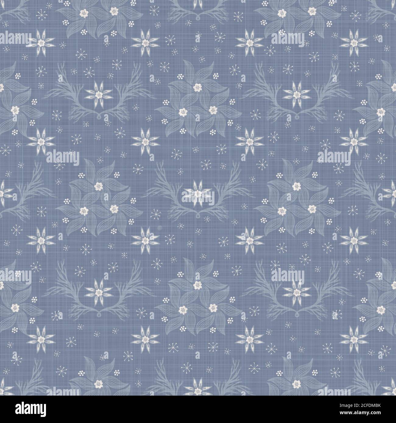 Seamless french farmhouse linen printed winter holiday background ...
