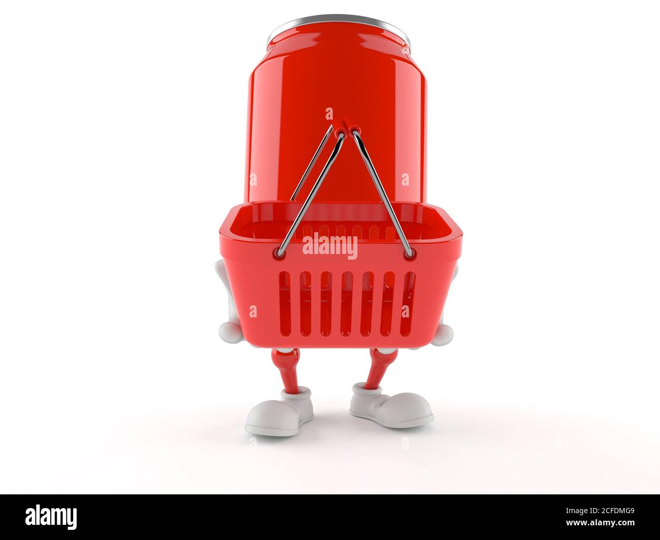 Soda toon with shopping basket isolated on white background Stock Photo ...