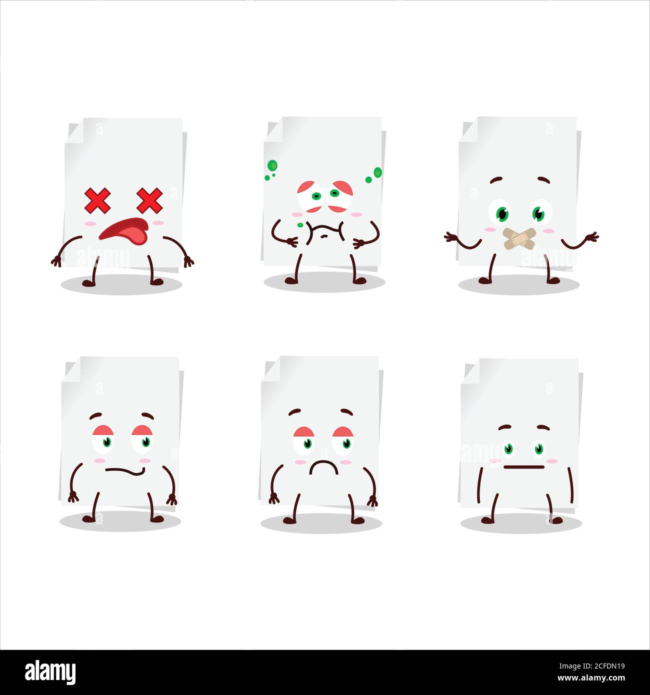 Blank sheet of paper cartoon character with nope expression Stock ...