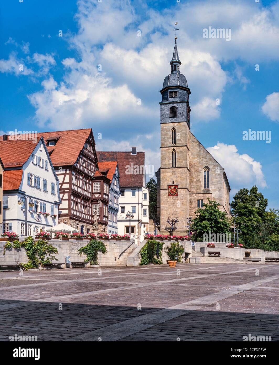 Germany, Baden-Württemberg, Böblingen, market square, half-timbered ...