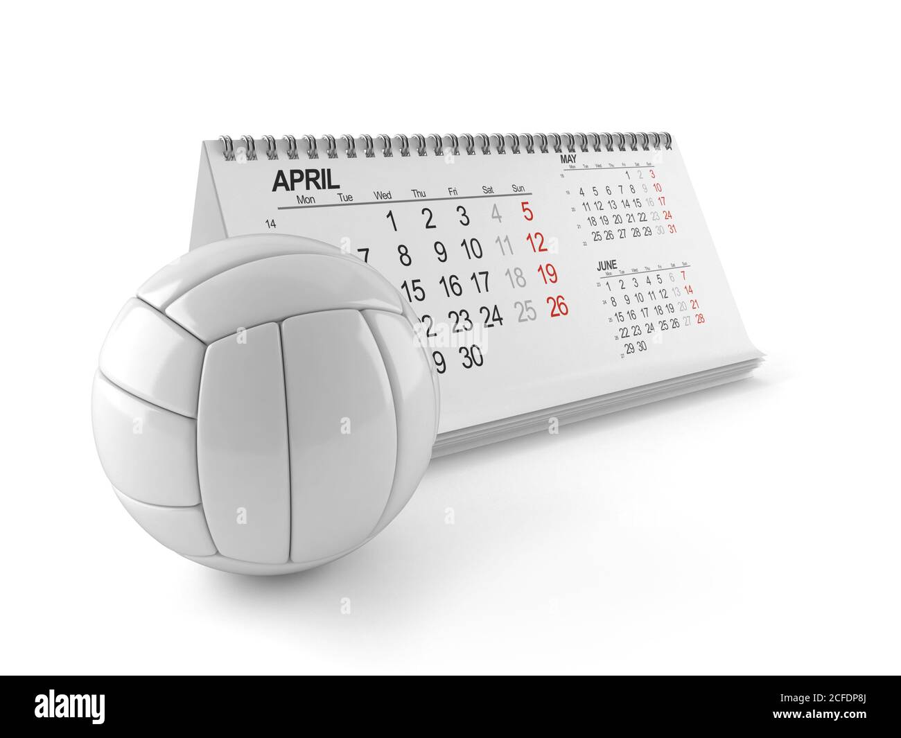 Volleyball with calendar isolated on white background Stock Photo - Alamy