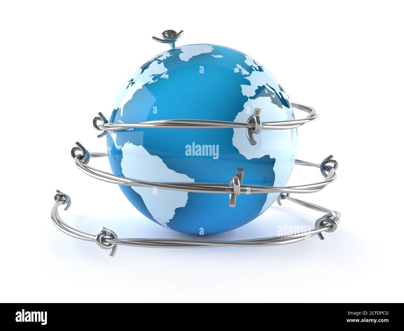 World globe with barbed wire isolated on white background Stock Photo ...