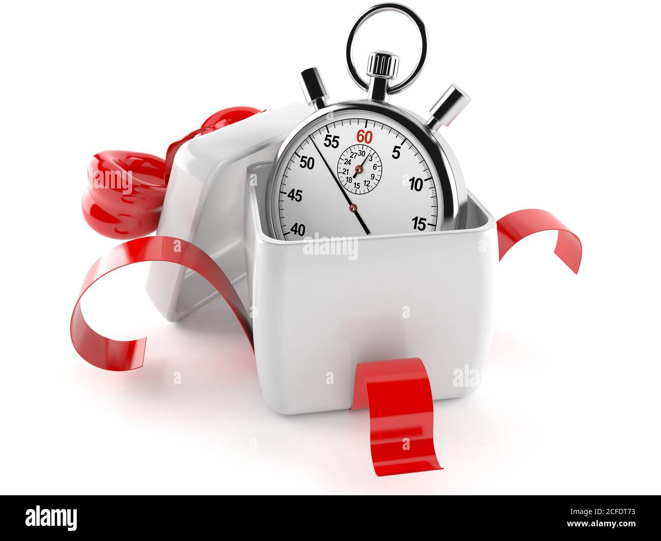 Gift with stopwatch isolated on white background Stock Photo - Alamy