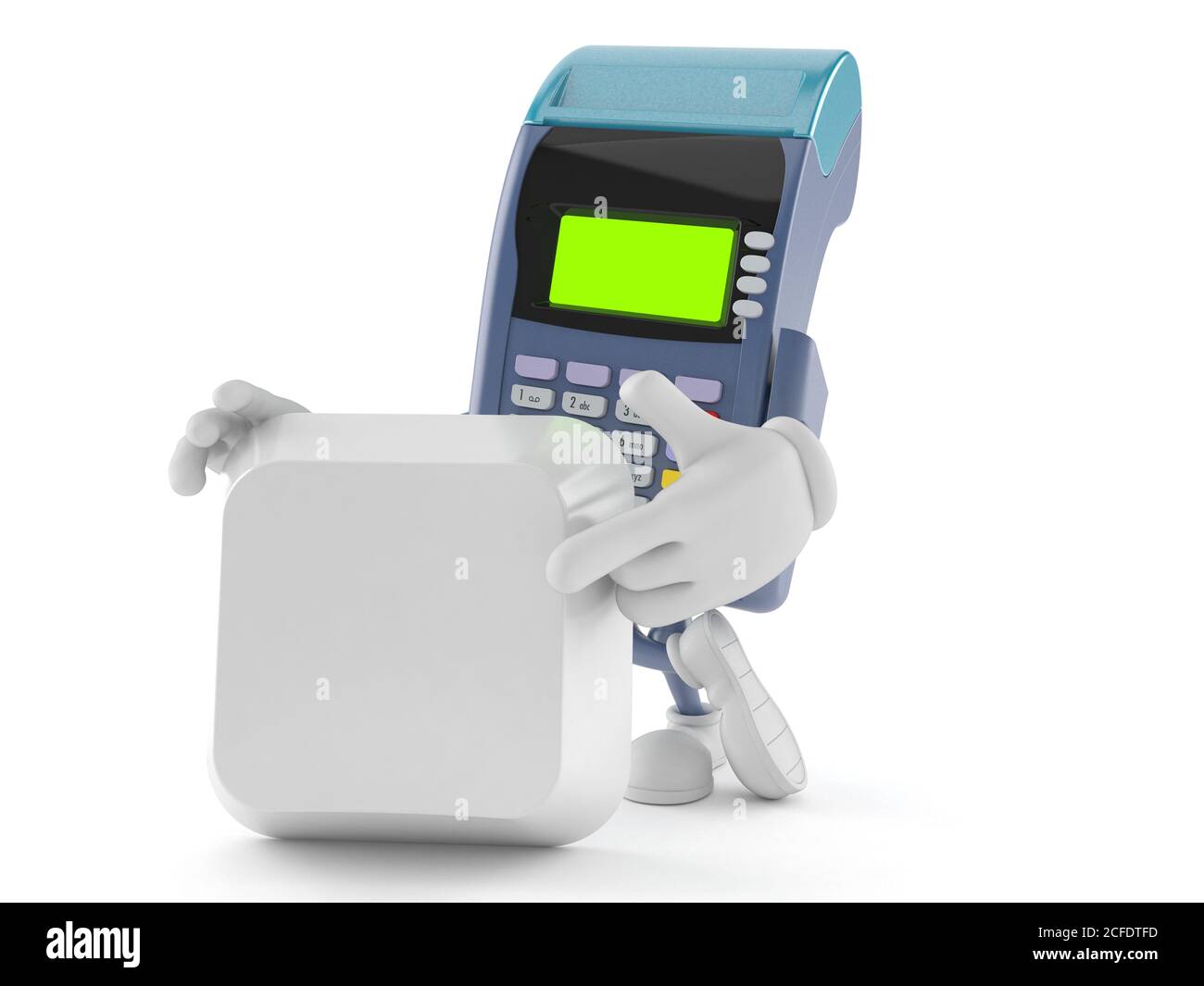 Credit card reader character with blank keyboard key isolated on white ...