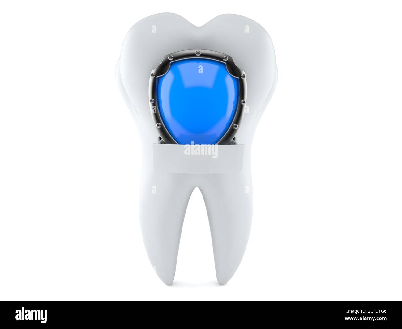 Tooth with protection shield isolated on white background Stock Photo ...