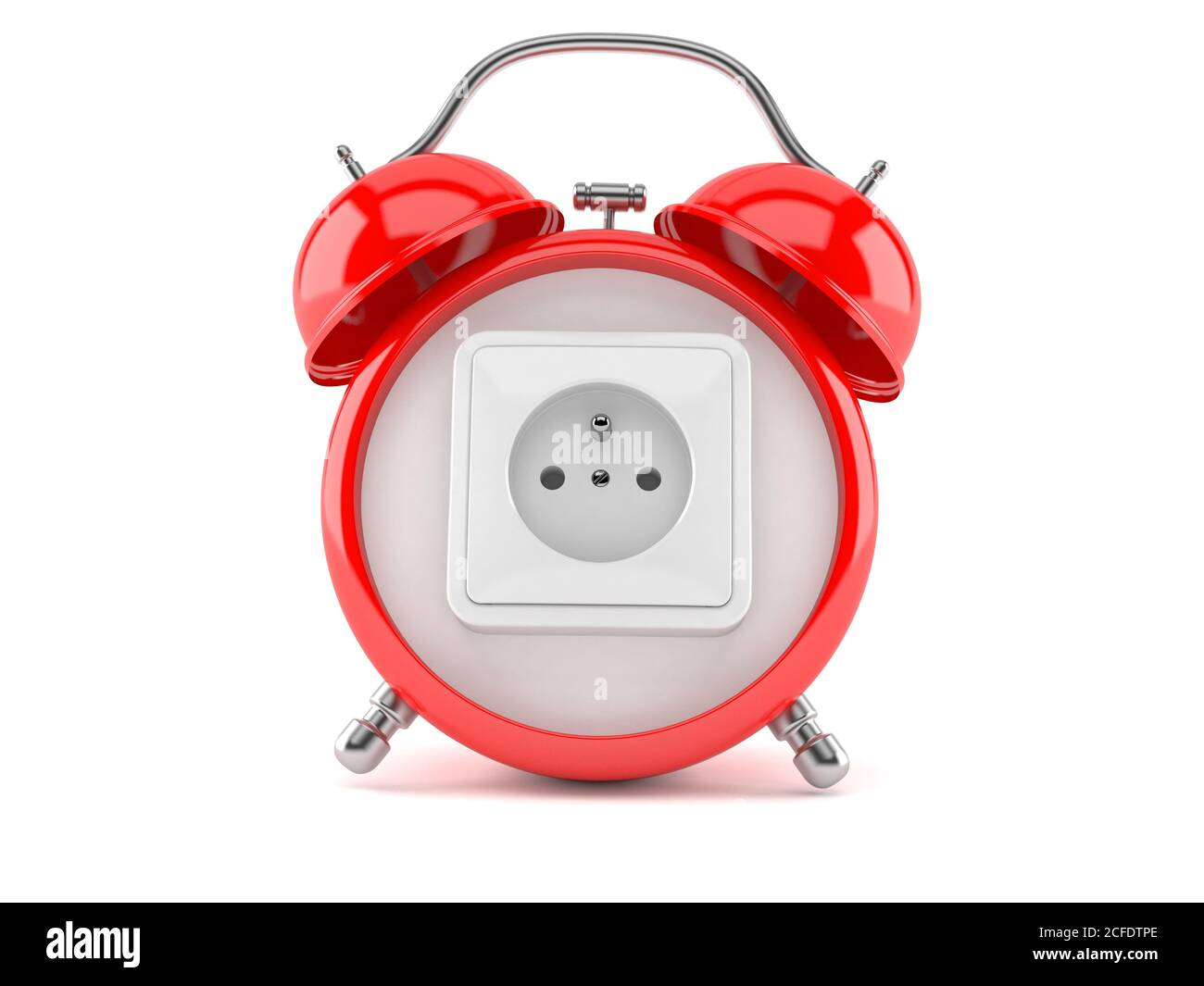 Alarm clock with electric socket isolated on white background Stock ...