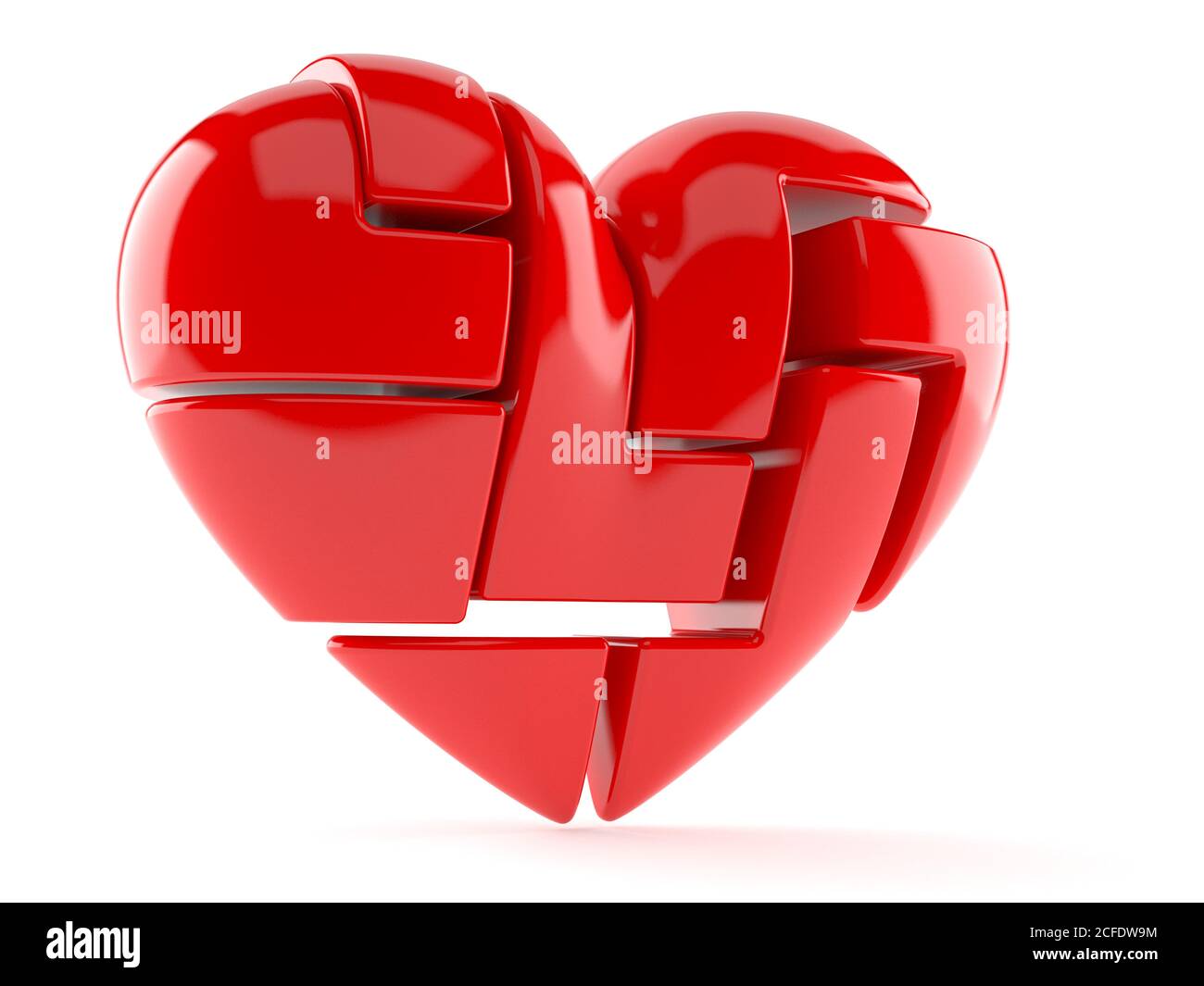 Heart in many parts isolated on white background Stock Photo - Alamy