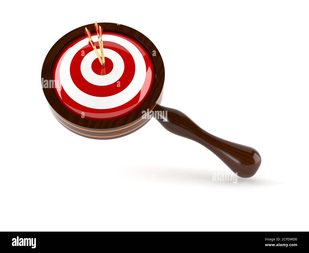 Magnifying glass with bull's eye isolated on white background Stock ...