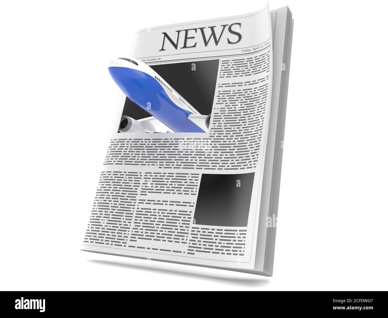 Airplane with newspaper isolated on white background Stock Photo - Alamy