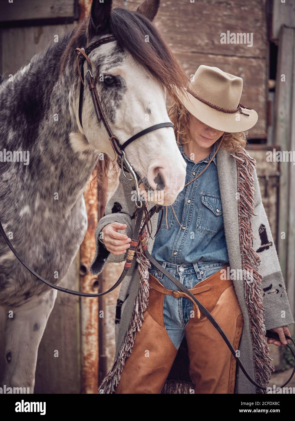 Cowgirl At A Barn High Resolution Stock Photography and Images - Alamy